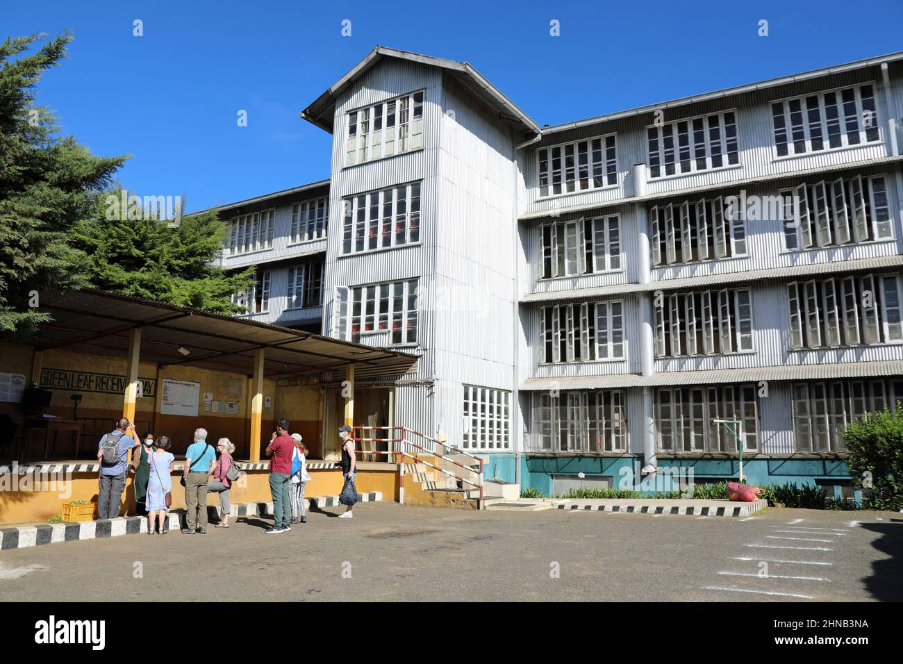 Visitors to the Pedro Tea Estate factory at Nuwara Eliya in Sri Lanka ...