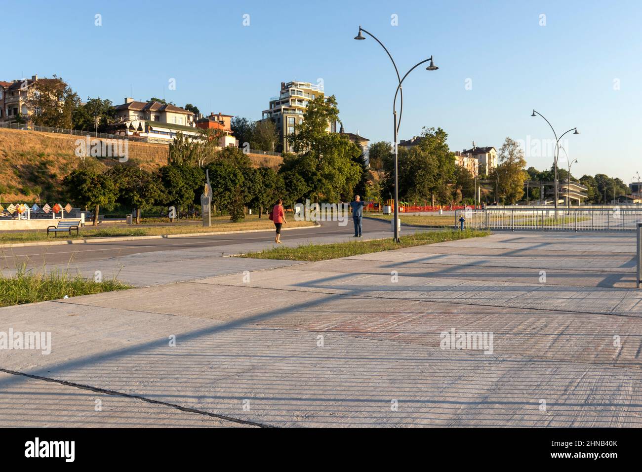 RUSE, BULGARIA -AUGUST 15, 2021: Panorama of Costal street at the ...