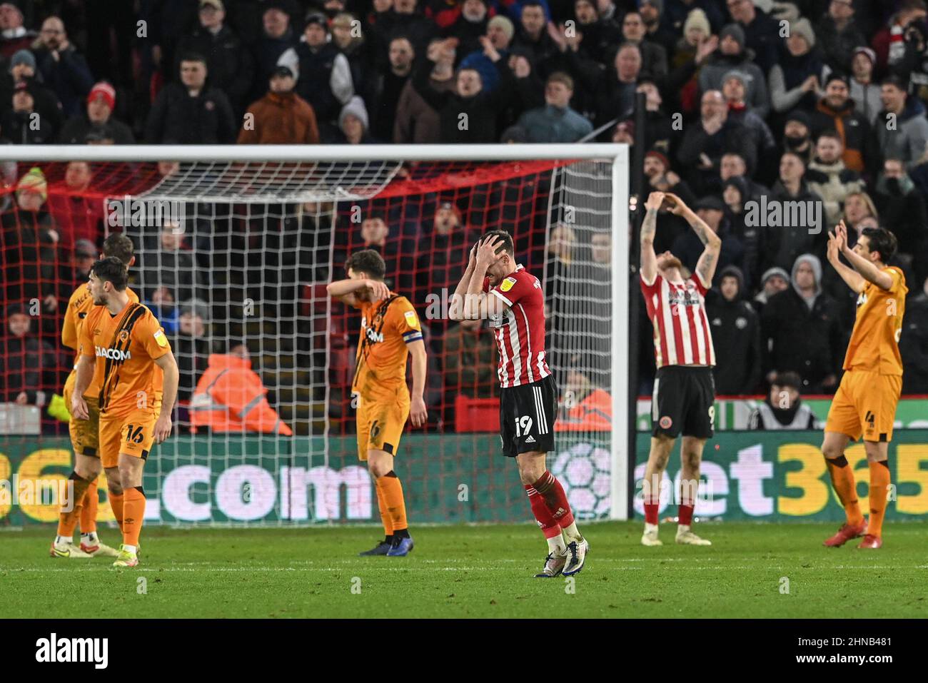 Jack Robinson #19 of Sheffield United reacts after his effort goes over ...