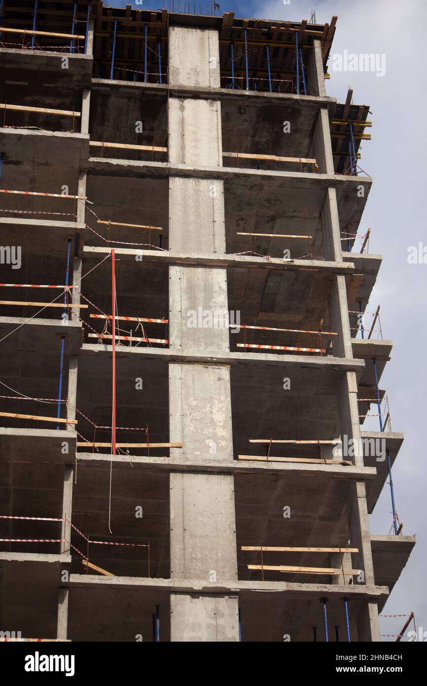 Details of house under construction. Concrete blocks Stock Photo - Alamy