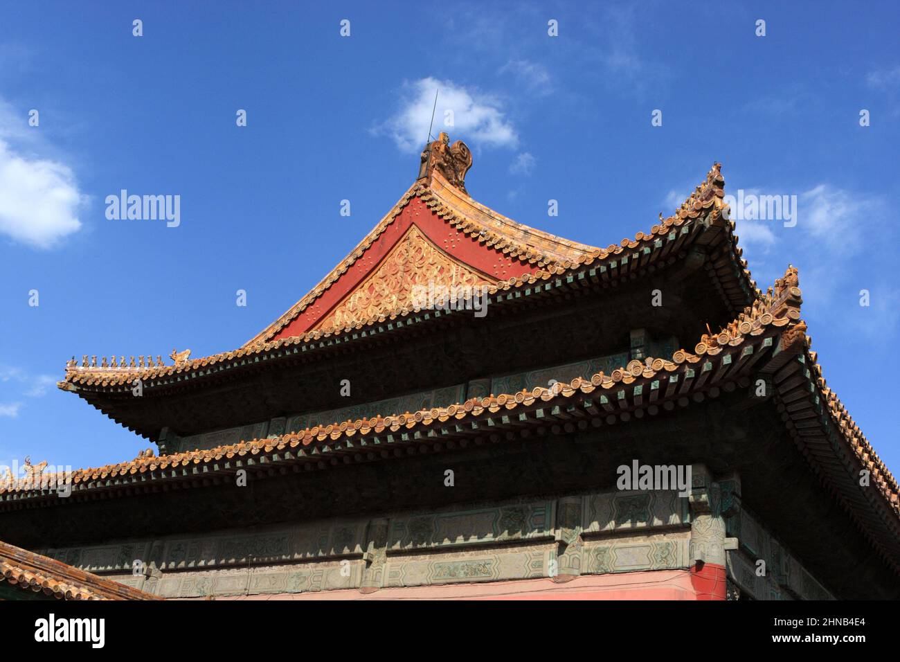Double roof of temple in forbidden city was the Chinese imperial palace ...