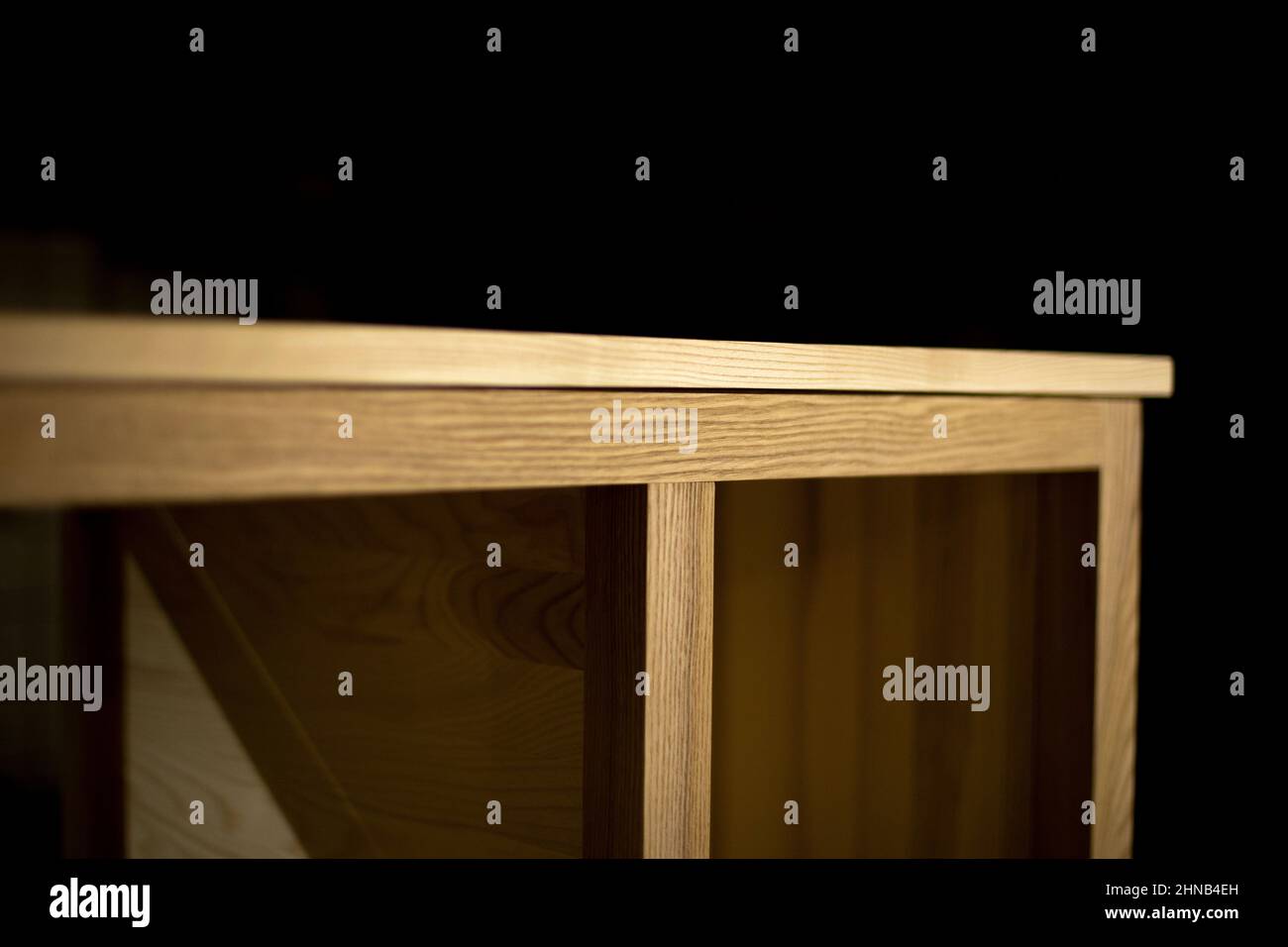 Furniture details. Board in carpentry workshop. Making cabinet from ...