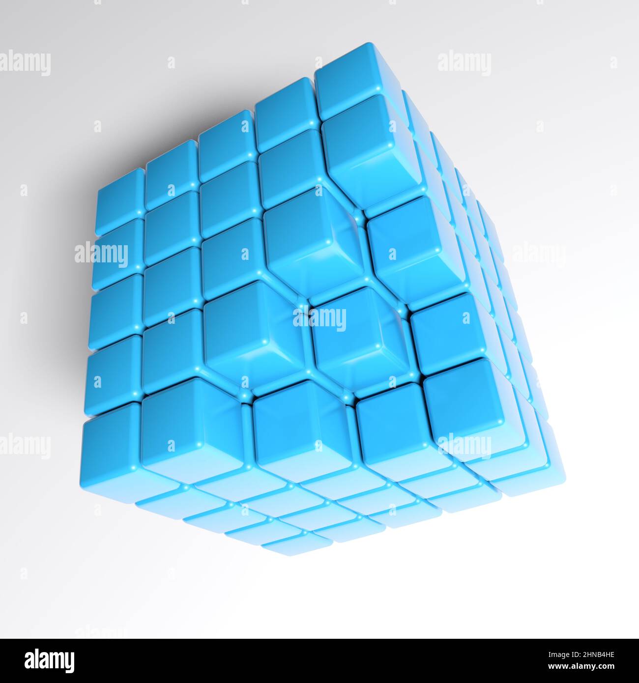 Blue cube integration sign on white background - 3D rendering ...