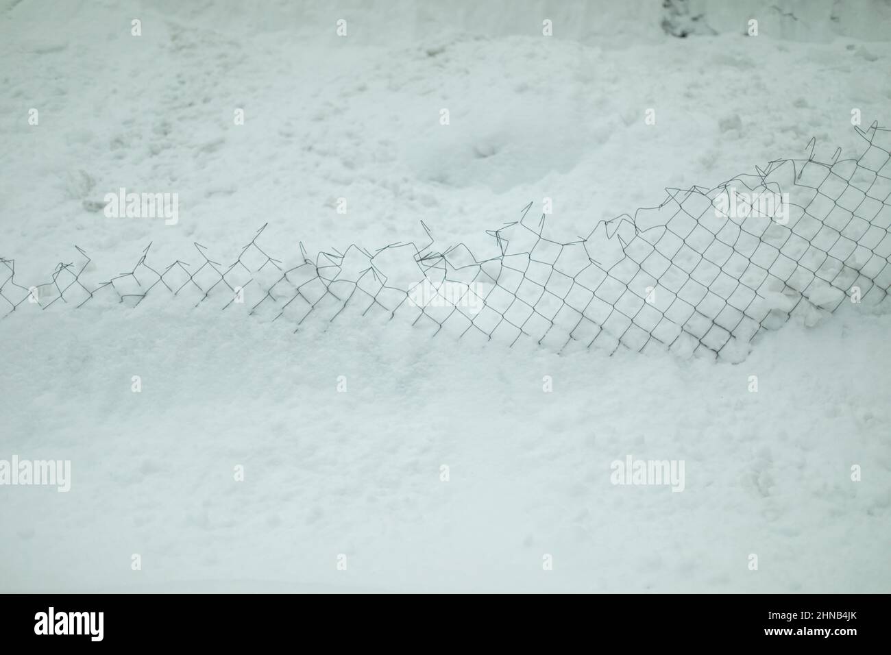 Blog in snow. Snow broke fence. Texture snow avalanche. Background ...