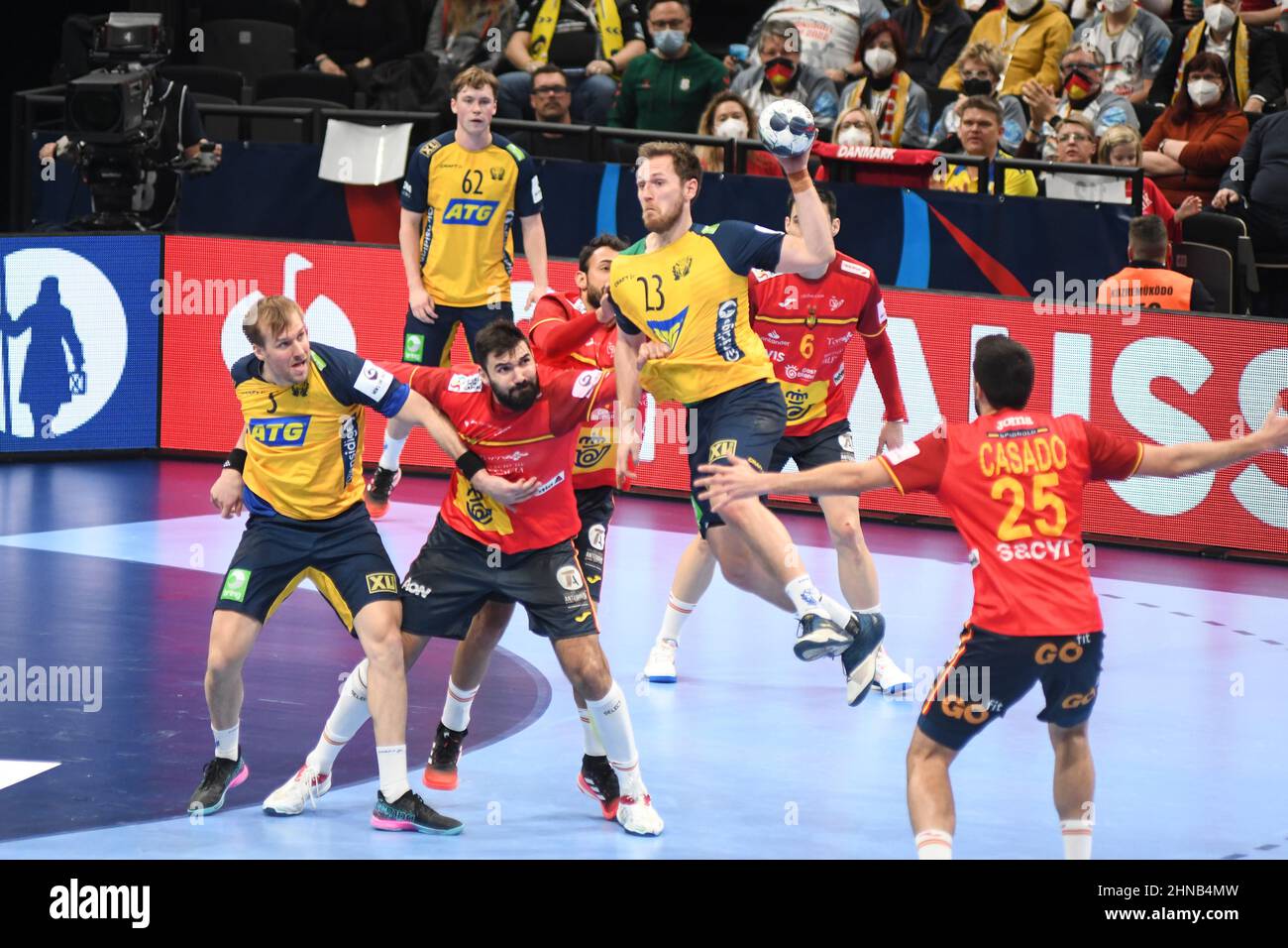 Albin Lagergren (Sweden) against Spain. EHF Euro 2022. Final game Stock ...