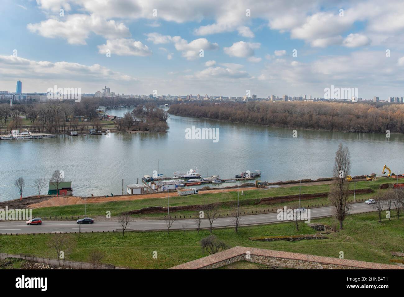 Confluence of Sava and Danube Rivers in Belgrade, Serbia Stock Photo ...