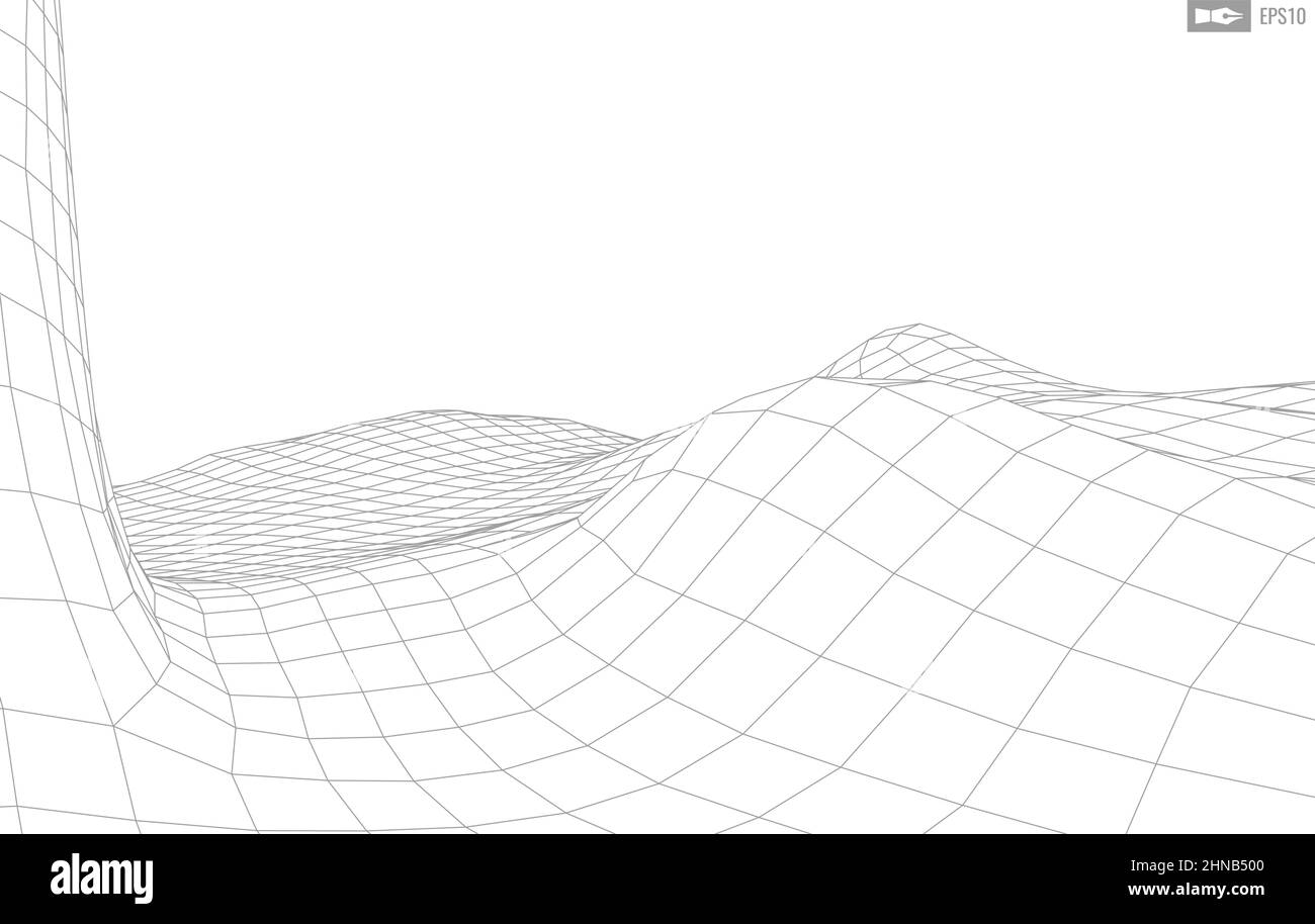 Wireframe landscape on white background. Abstract geometric vector ...
