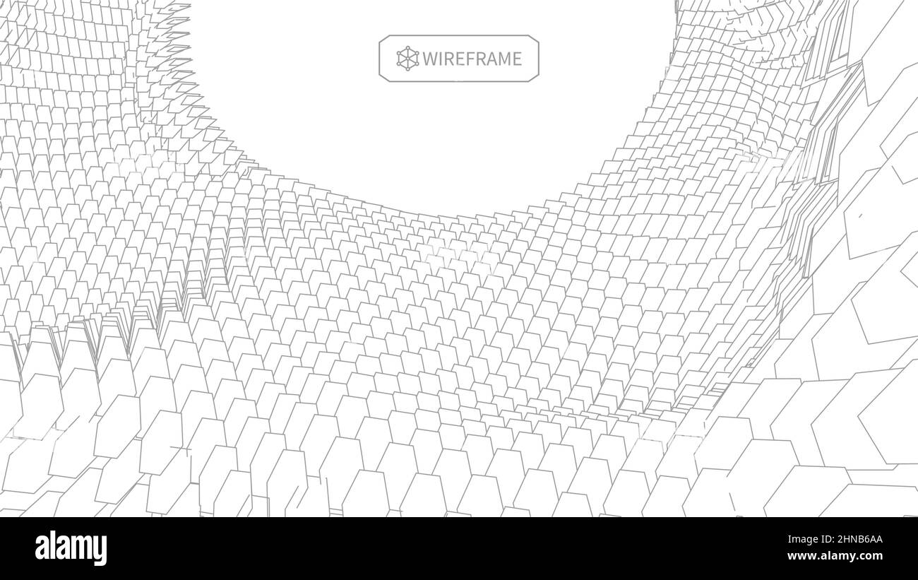 Wireframe landscape on white background. Abstract geometric vector ...