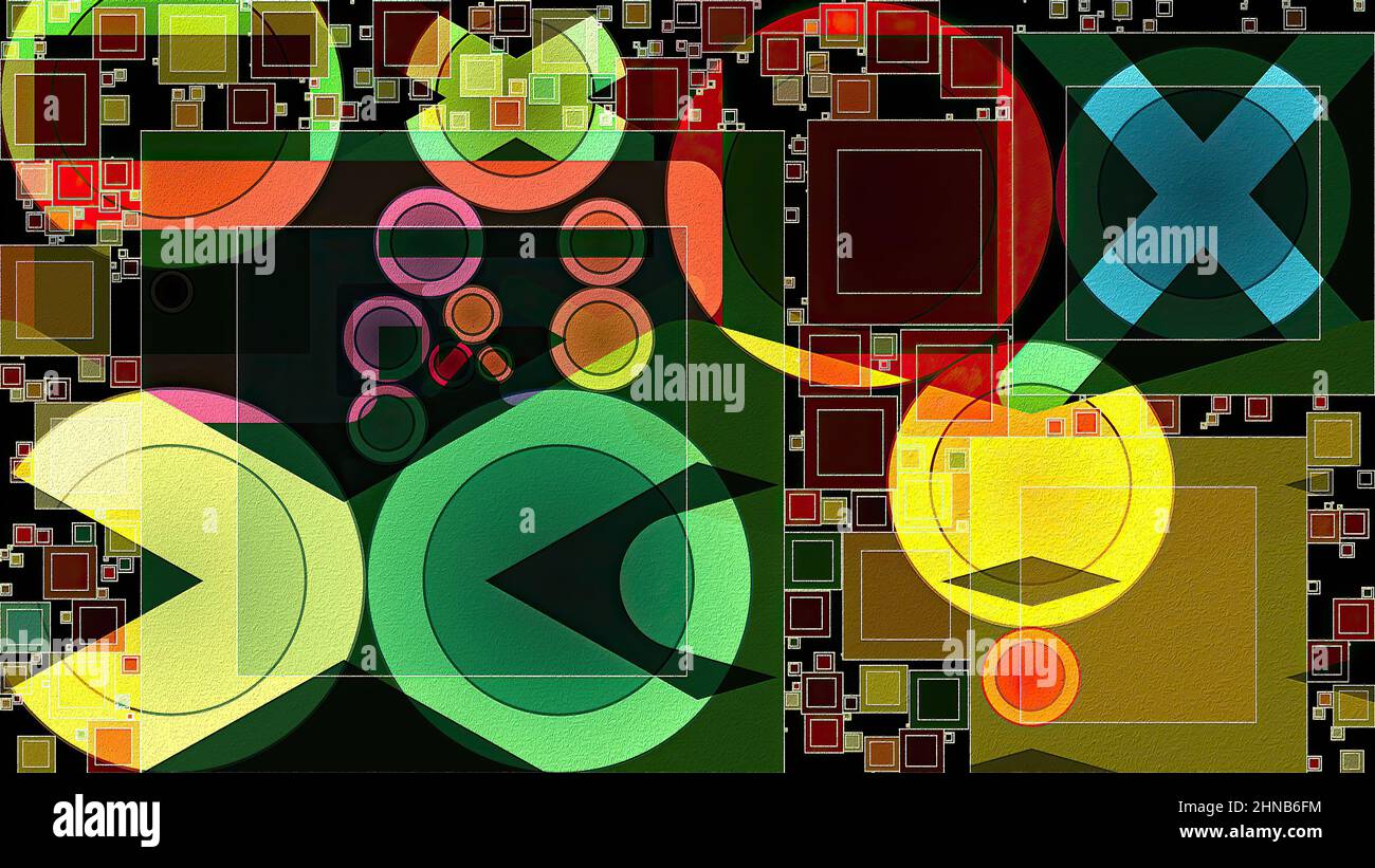 Artwork of abstract composition made with geometrical shapes and ...