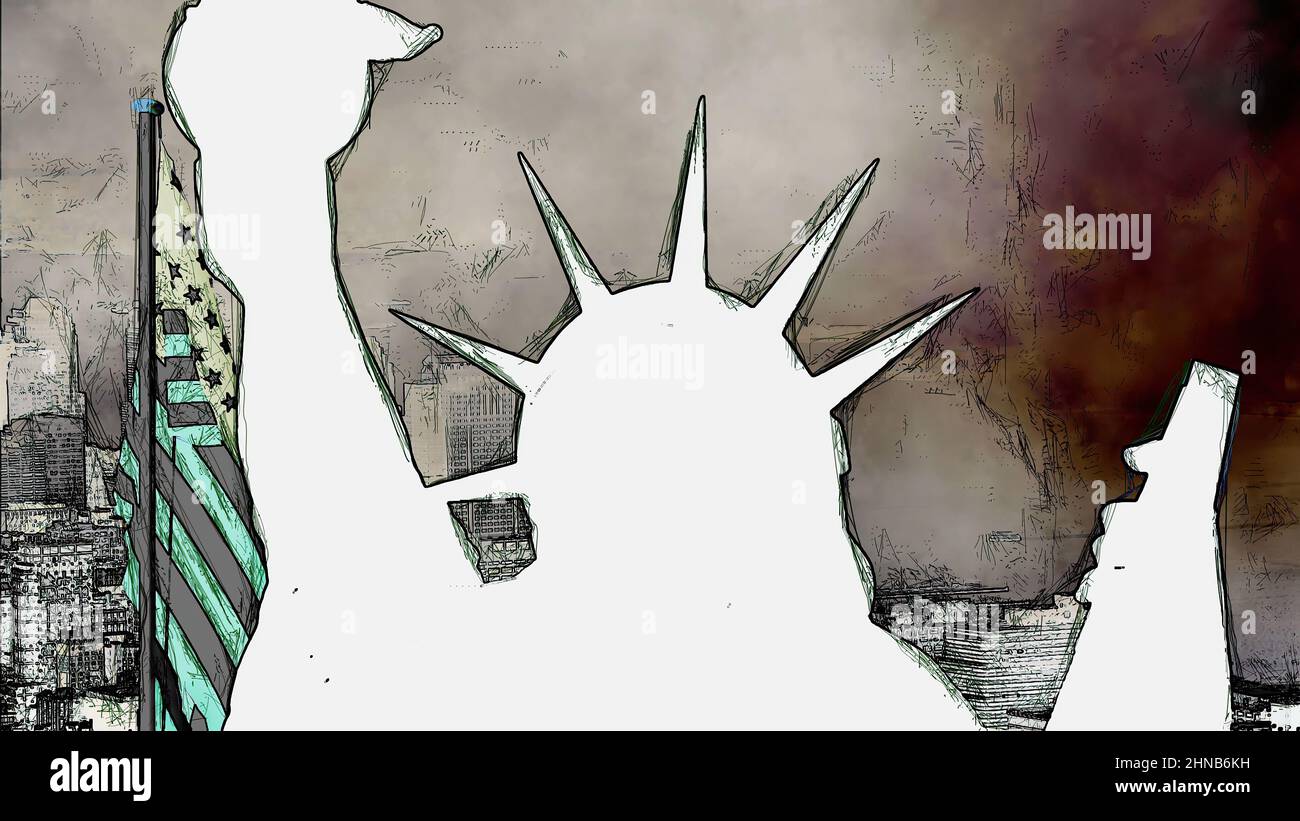 New York Statue of Liberty in a Pop Art Style Layout Stock Photo - Alamy