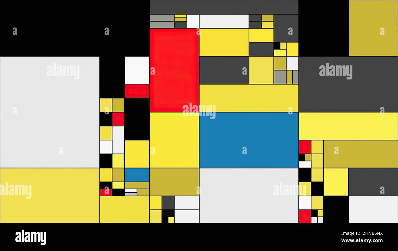 Colorful rectangles mondrian style art illustration Stock Photo - Alamy