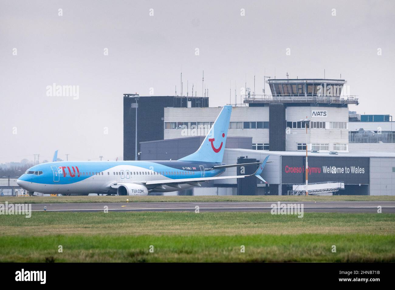 A TUI (G-TAWJ) Boeing 737-8K5 aircraft at Cardiff Airport in Rhoose ...