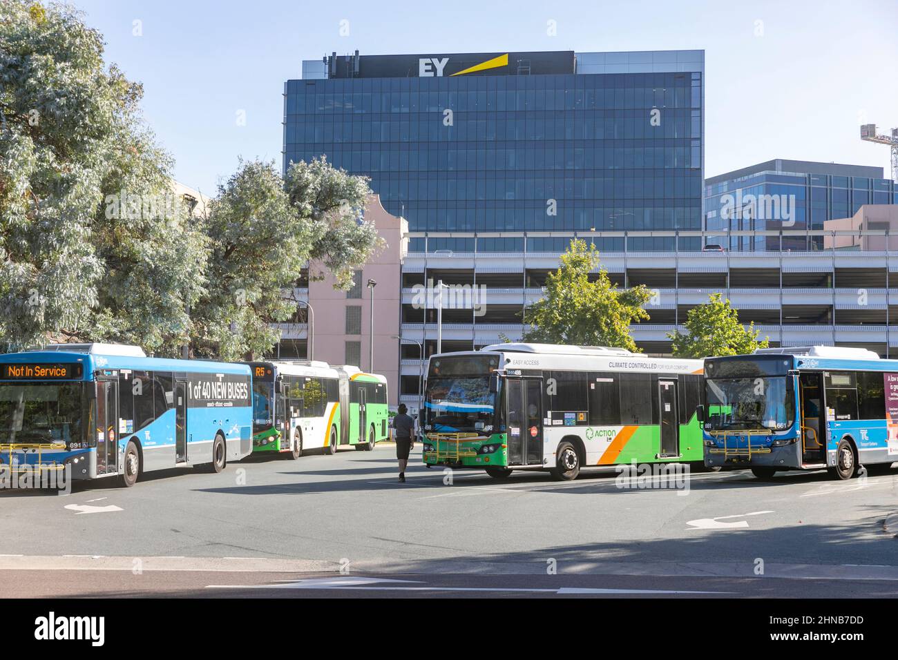 Canberra Australia, bus depot and buses yard in the city centre,ACT ...