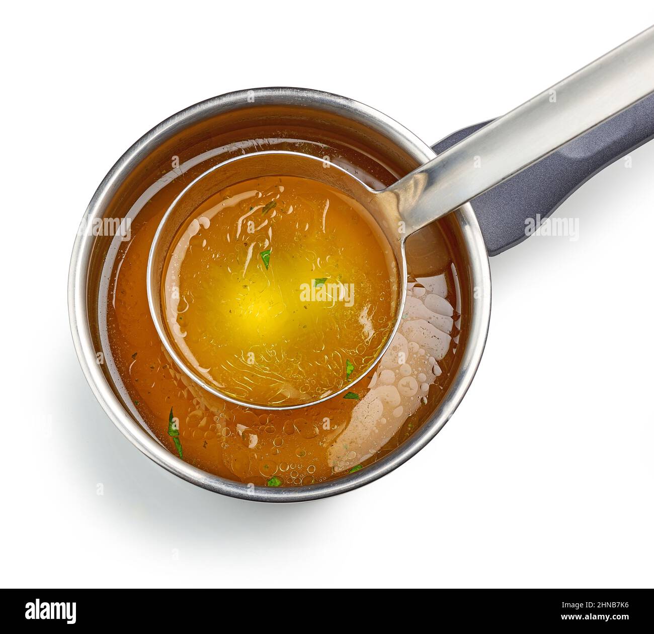 fresh chicken broth isolated on white background, top view Stock Photo ...