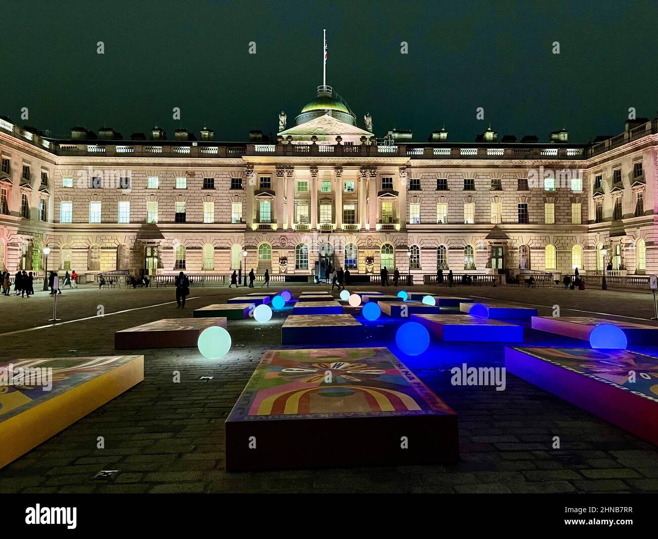 Illuminated night view at the London Somerset House Stock Photo - Alamy