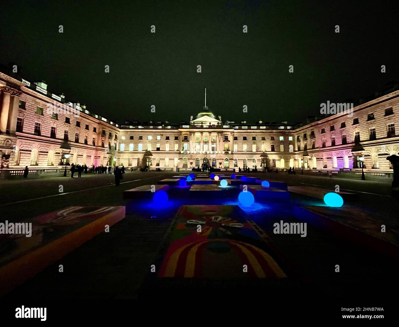 Illuminated night view at the London Somerset House Stock Photo - Alamy