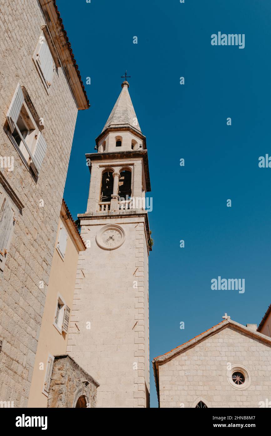 Old Town, Budva, Montenegro. Picturesque square in the well preserved ...