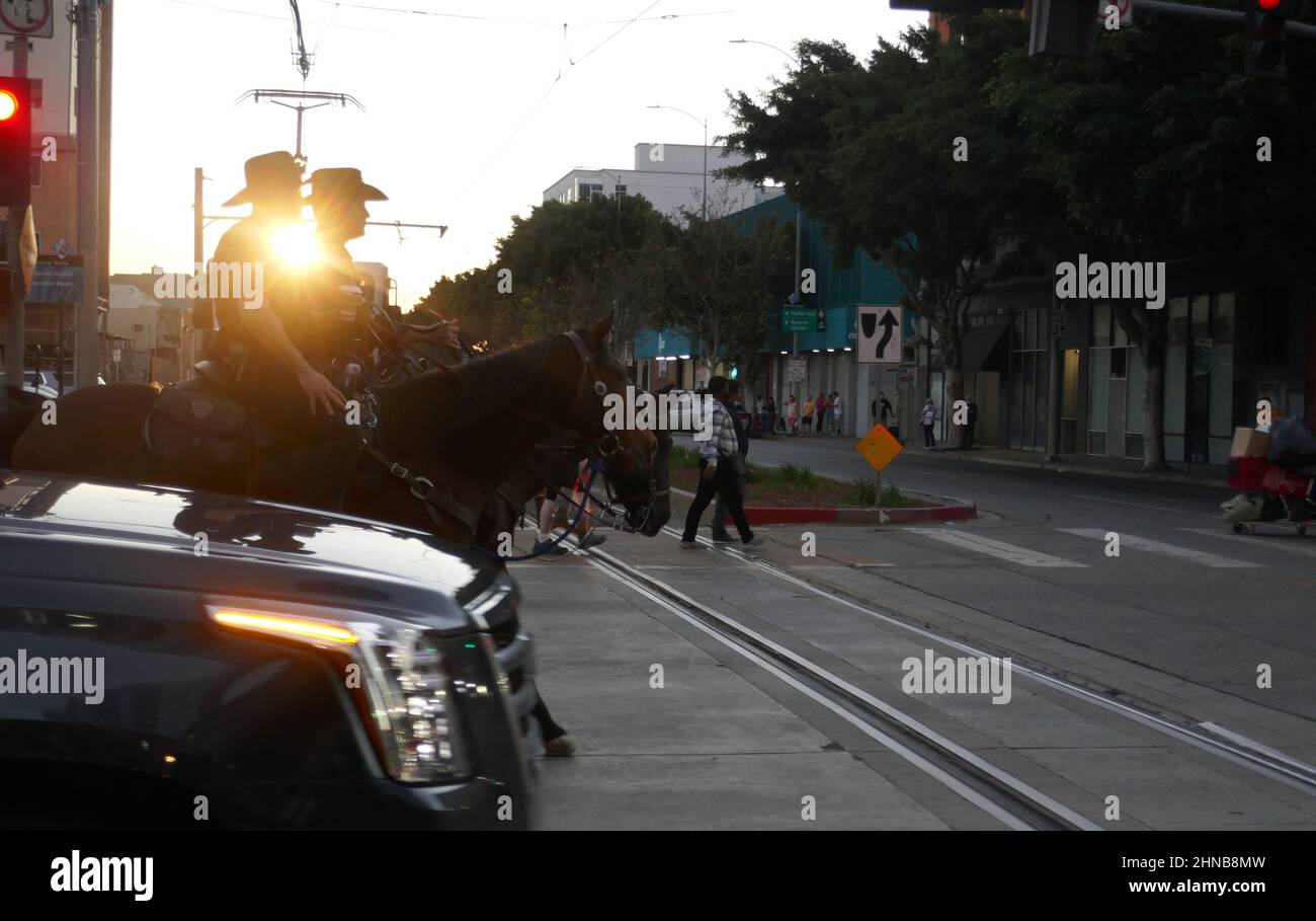 Los Angeles, California, USA 12th February 2022 LAPD Police on Horses ...