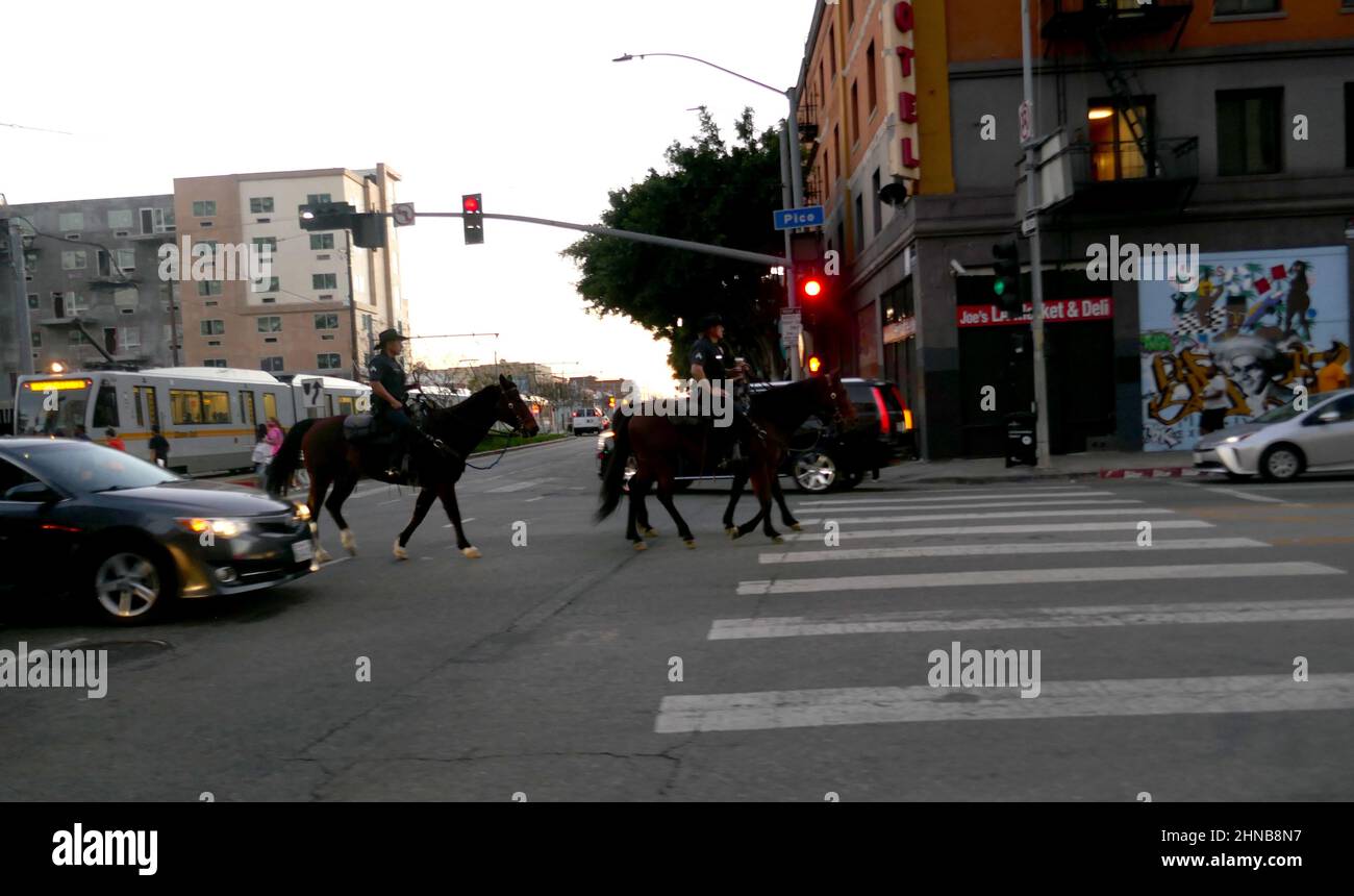 Los Angeles, California, USA 12th February 2022 LAPD Police on Horses ...