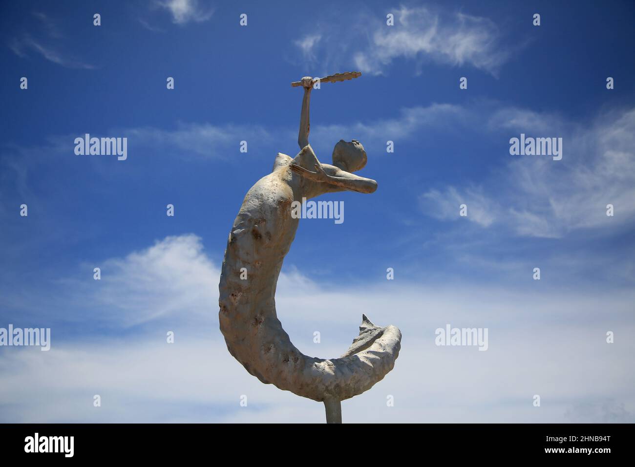 salvador, bahia, brazil - january 27, 2022: Sculpture of a mermaid on a ...