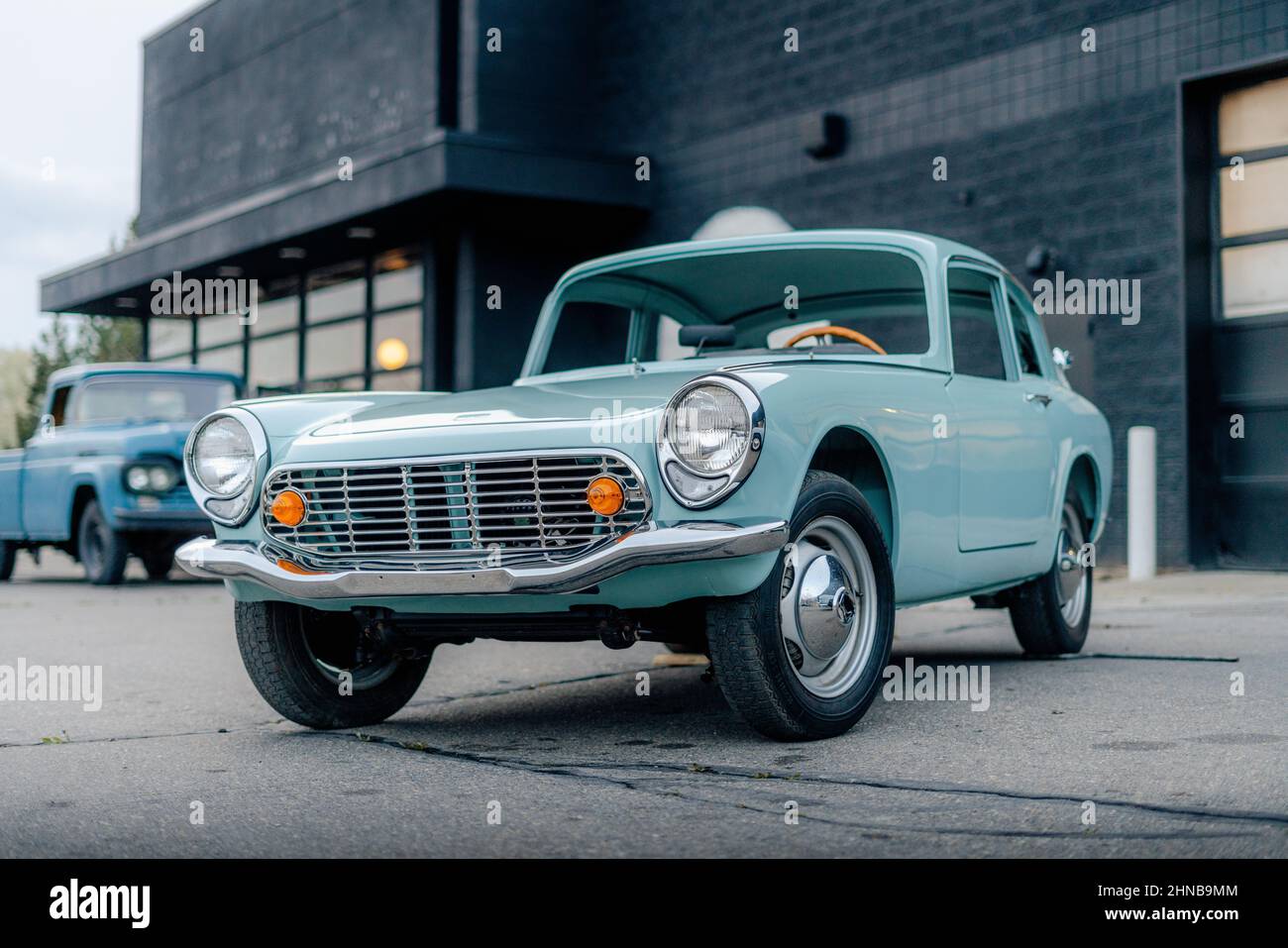 Vintage Blue Japanese Sports Car Stock Photo - Alamy