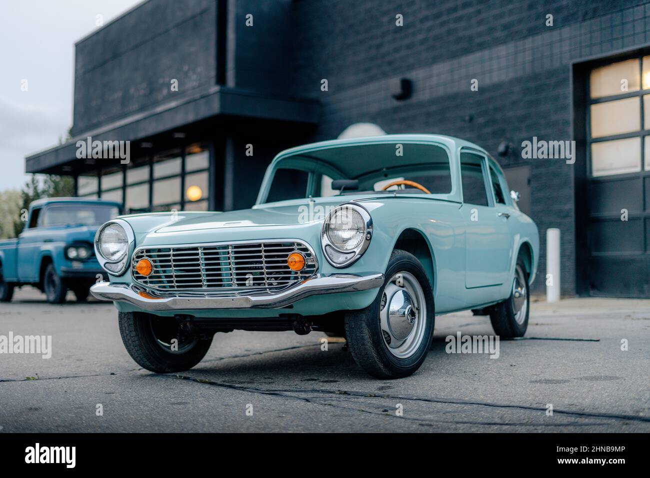 Vintage Blue Japanese Sports Car Stock Photo - Alamy