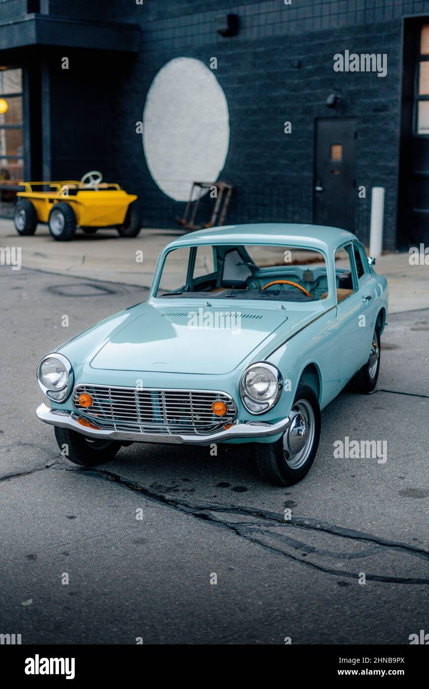 Vintage Blue Japanese Sports Car Stock Photo - Alamy