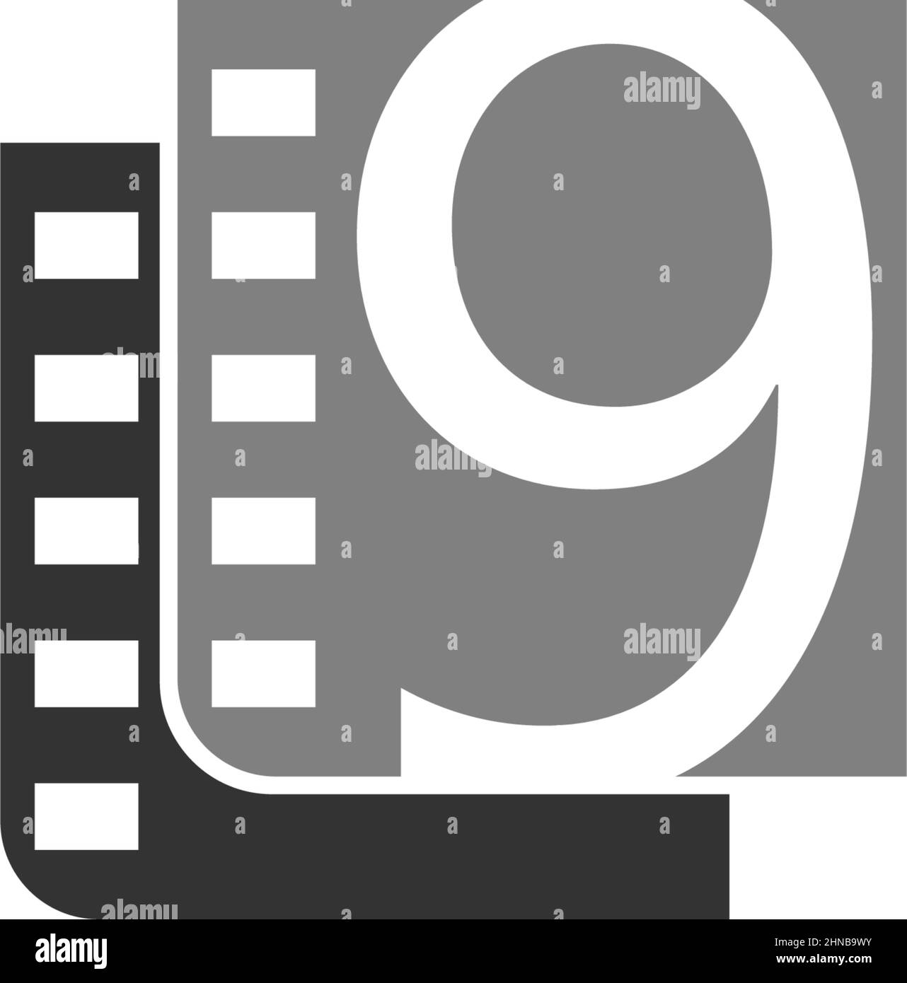 Number 9 icon in film strip illustration template vector Stock Vector ...