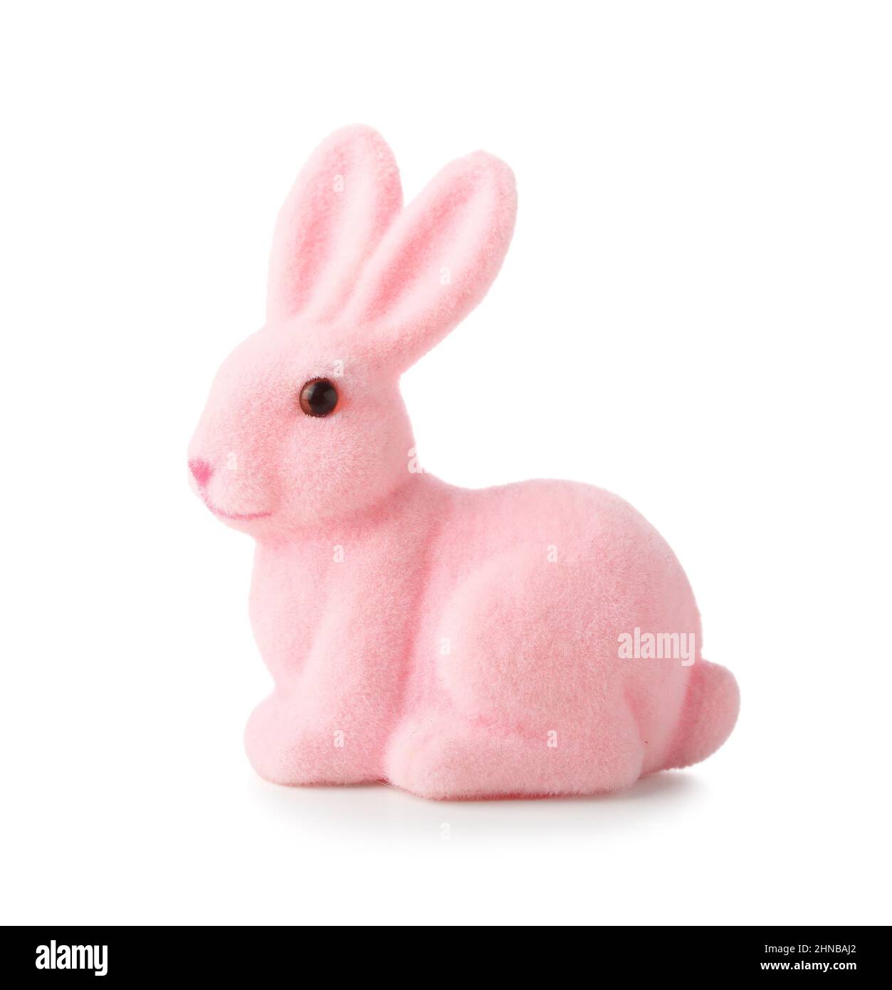 Pink Easter bunny on white background Stock Photo - Alamy