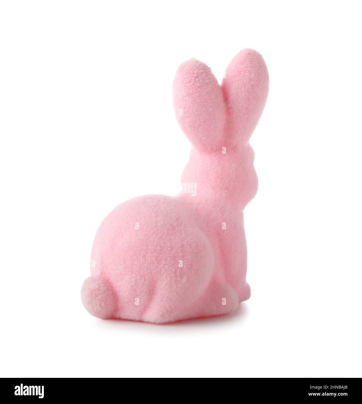 Pink Easter bunny on white background Stock Photo - Alamy