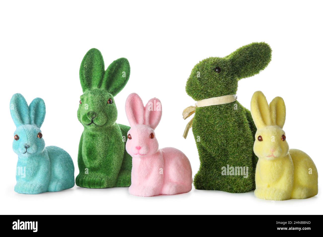 Different cute Easter bunnies on white background Stock Photo - Alamy
