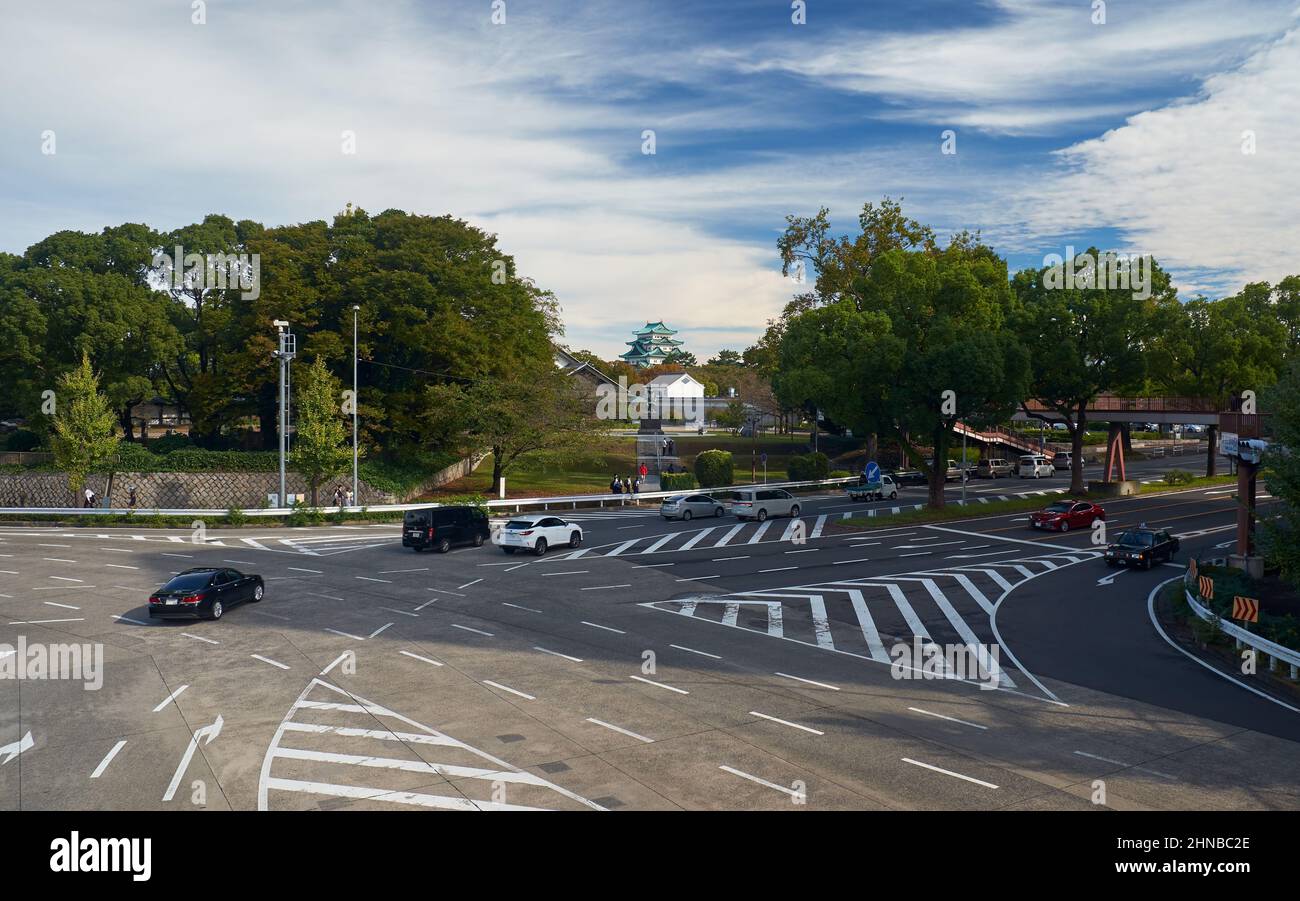 Nagoya, Japan – October 20, 2019: The curved crossroads in front of the ...