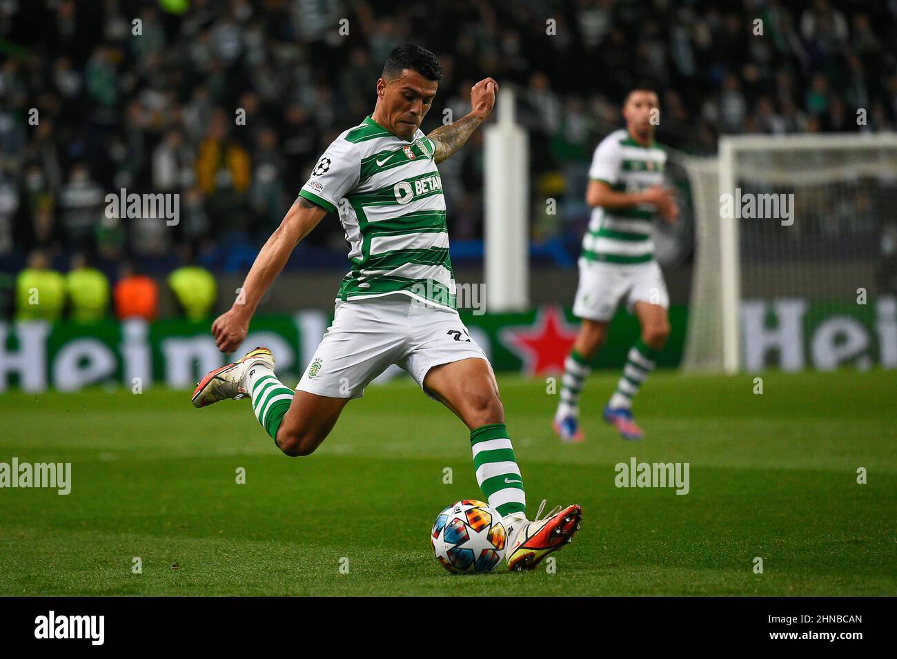Lisbon, Portugal. 15th Feb, 2022. Pedro Porro from Sporting seen in ...