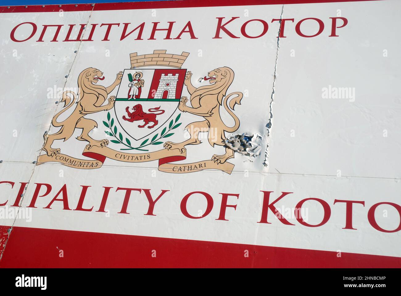 Welcome to the Municipality of Kotor Sign, Kotor, Montenegro Stock ...