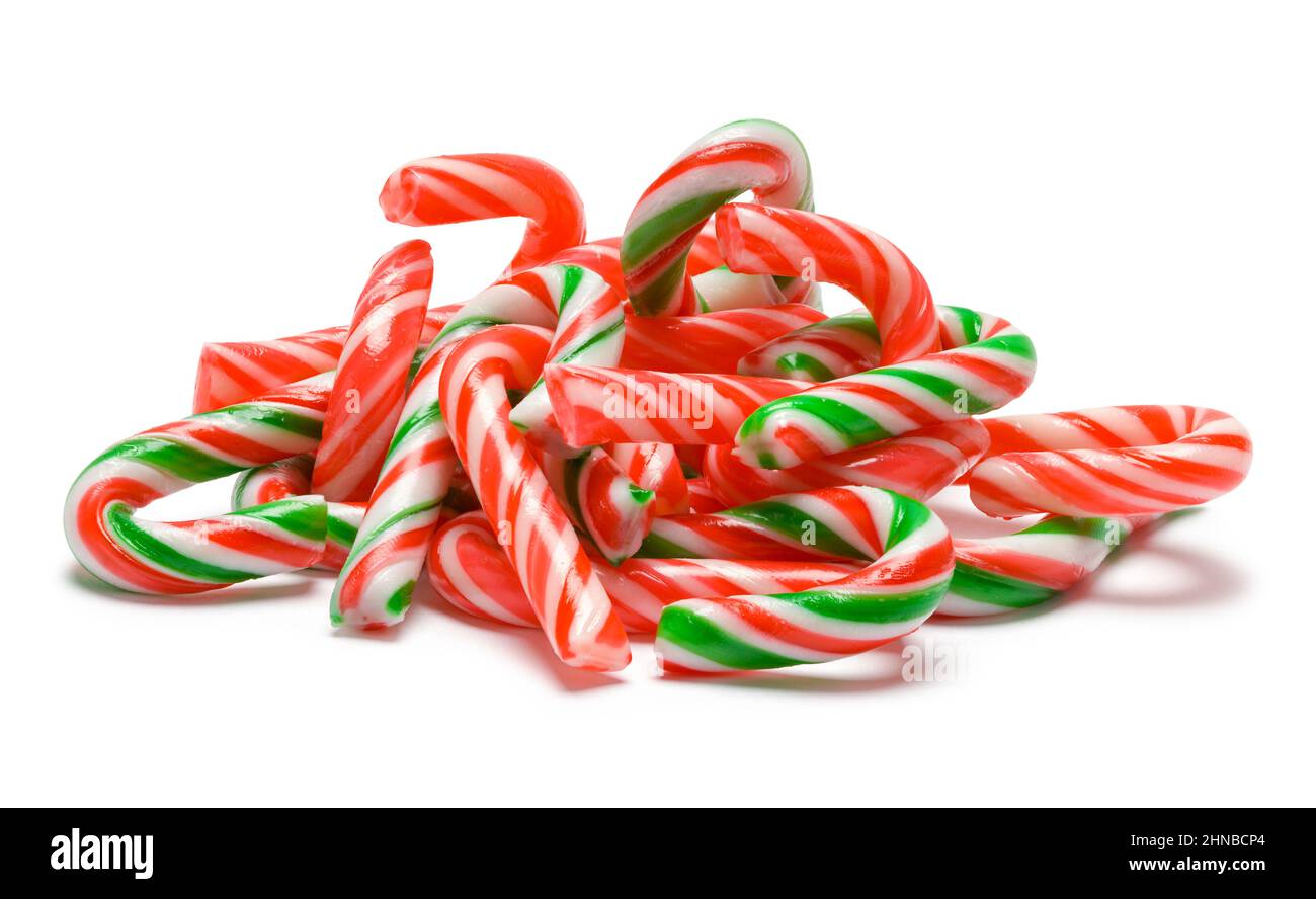 Pile of Small Candy Canes Cut Out on White Stock Photo - Alamy