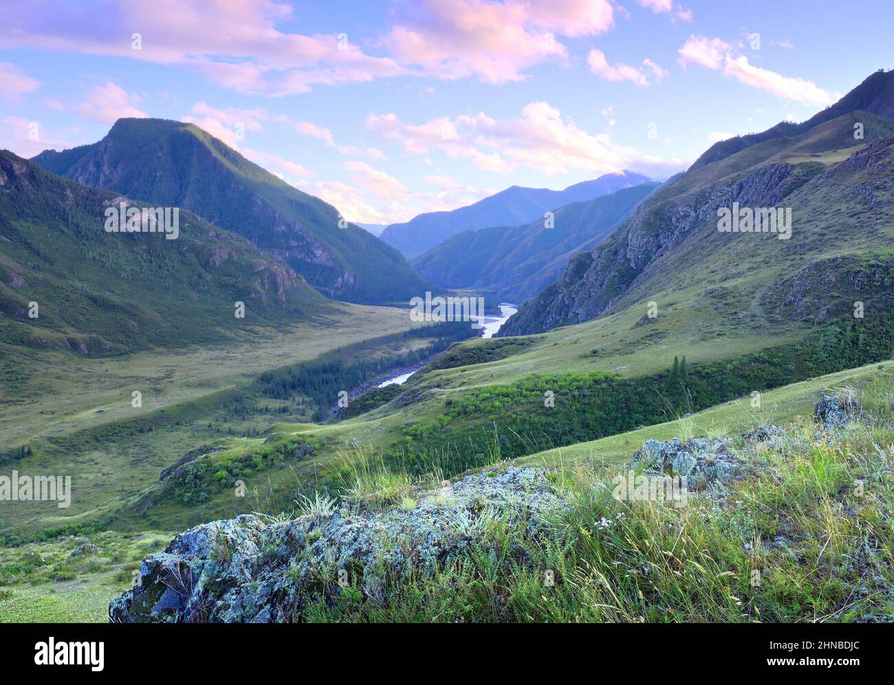 Rocky peaks covered with vegetation. Siberia, Russia Stock Photo - Alamy