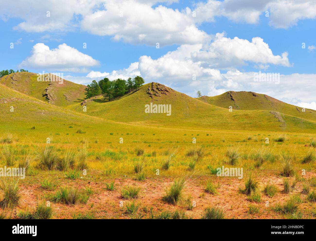 Steppe with hills and grass against the sky hi-res stock photography and images - Alamy