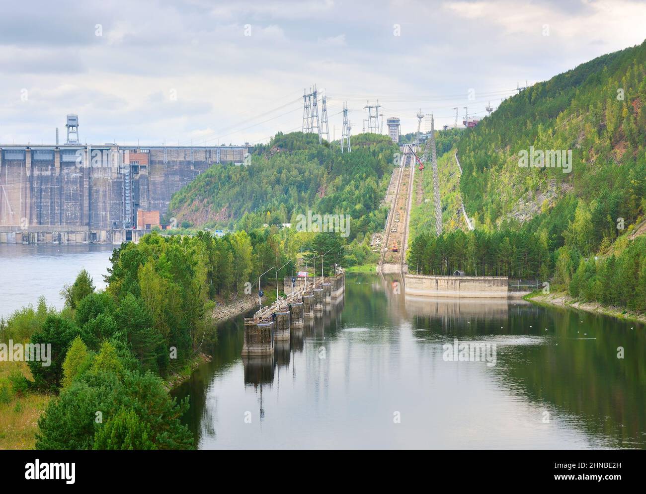 The outpost of the largest power plant on the Yenisei River. Divnogorsk ...