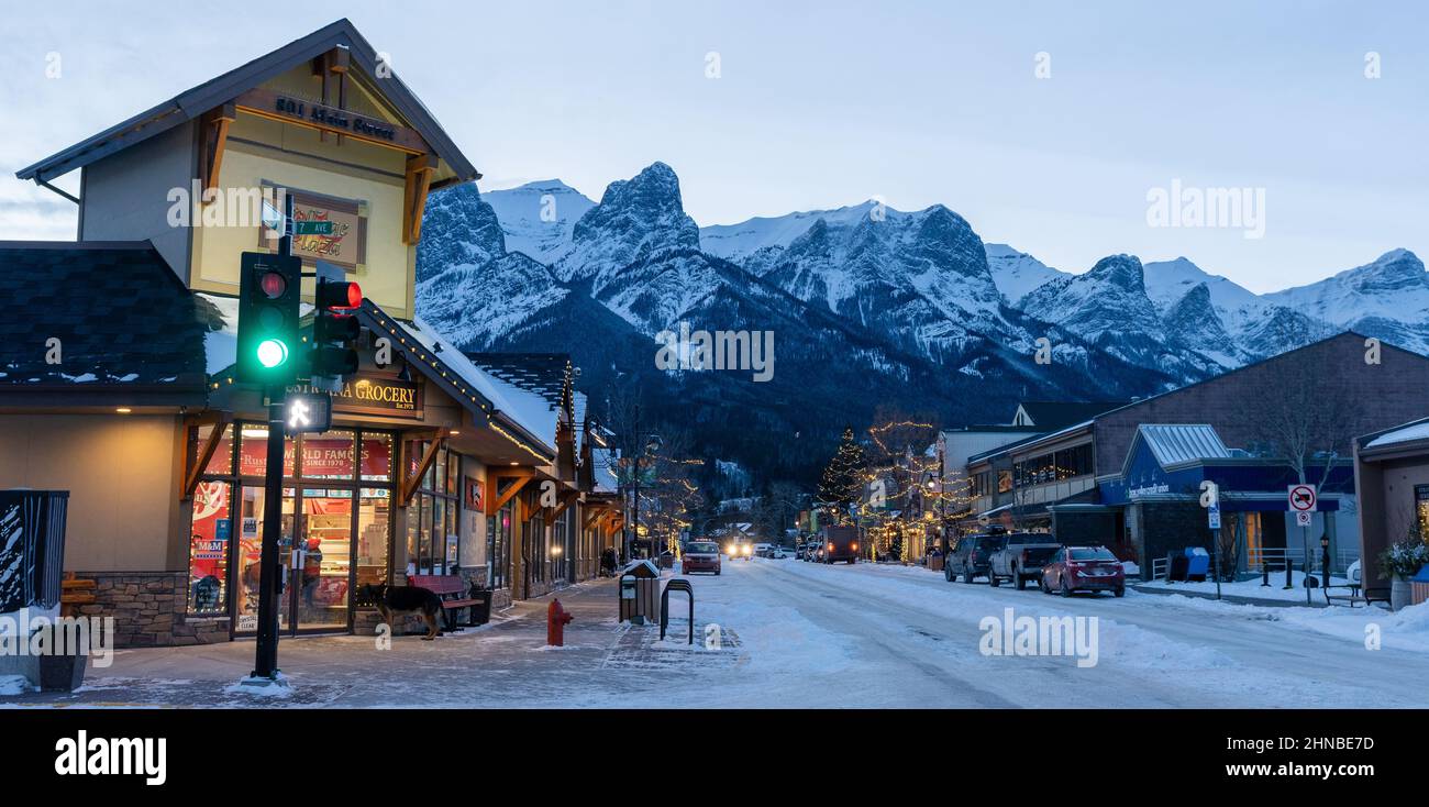 Canmore, Alberta, Canada - January 19 2022 : Town of Canmore street ...
