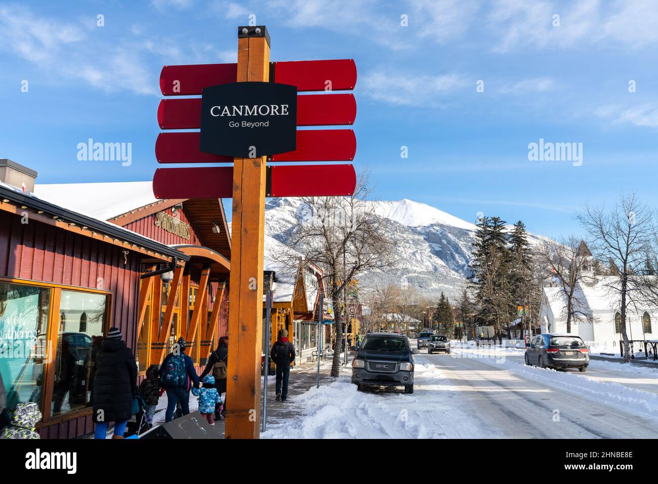 Canmore, Alberta, Canada - January 19 2022 : Town of Canmore street ...
