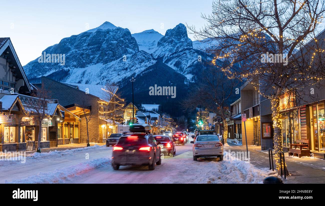 Canmore, Alberta, Canada - January 19 2022 : Town of Canmore street ...