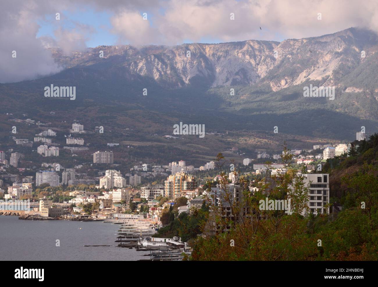 Coast of Yalta in the Crimea. View of Yalta-the capital of the southern ...