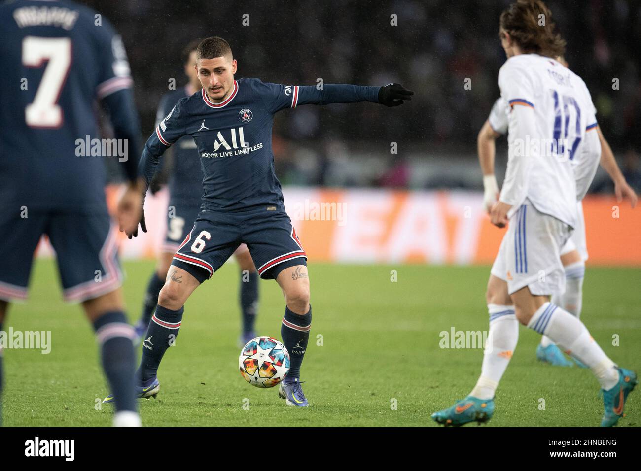 Marco Verratti of Paris Saint-Germain in action during the UEFA ...