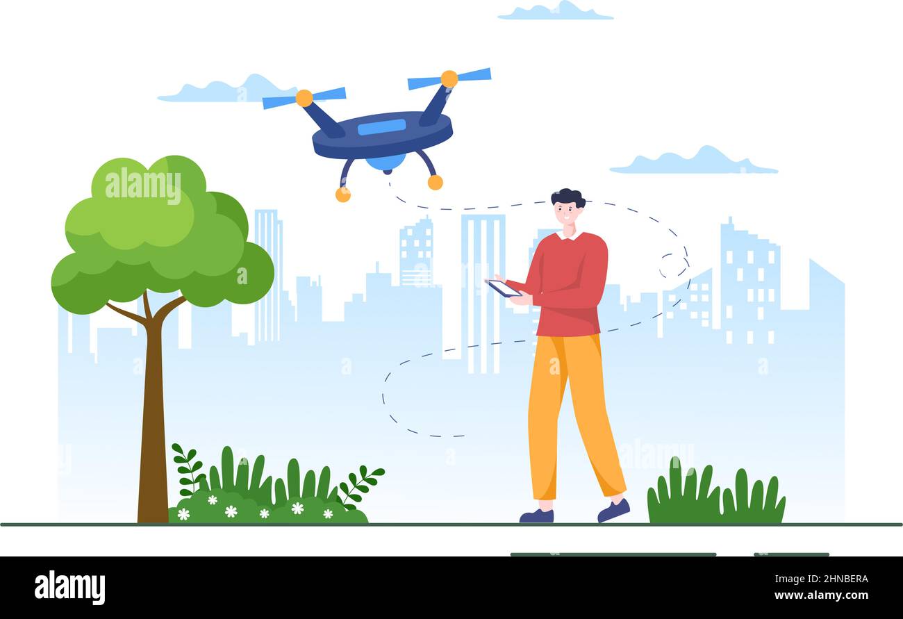 Drone with Camera Remote Control Driven Flying Over to Taking ...