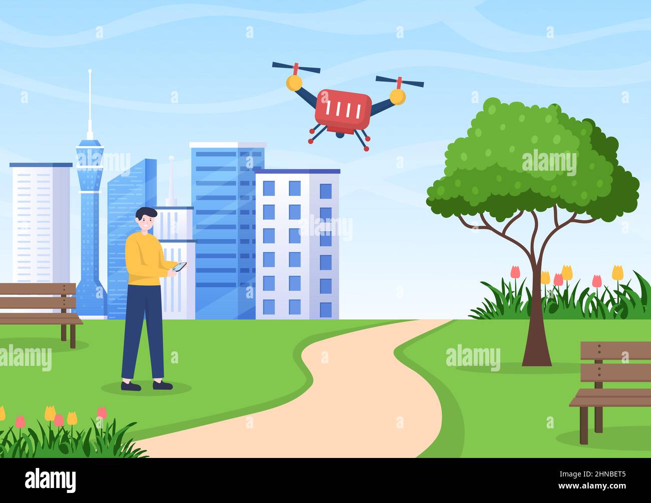 Drone with Camera Remote Control Driven Flying Over to Taking ...