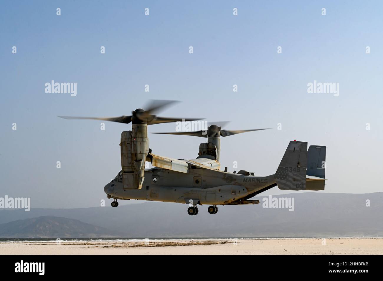 An MV-22B Osprey tiltrotor aircraft assigned to Marine Medium Tiltrotor ...