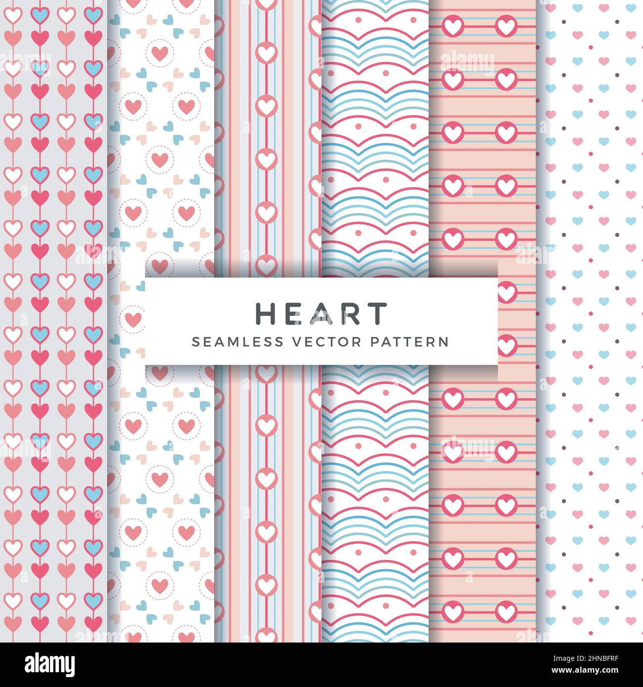 Heart Shape Seamless Vector Pattern Design Collection Stock Vector ...
