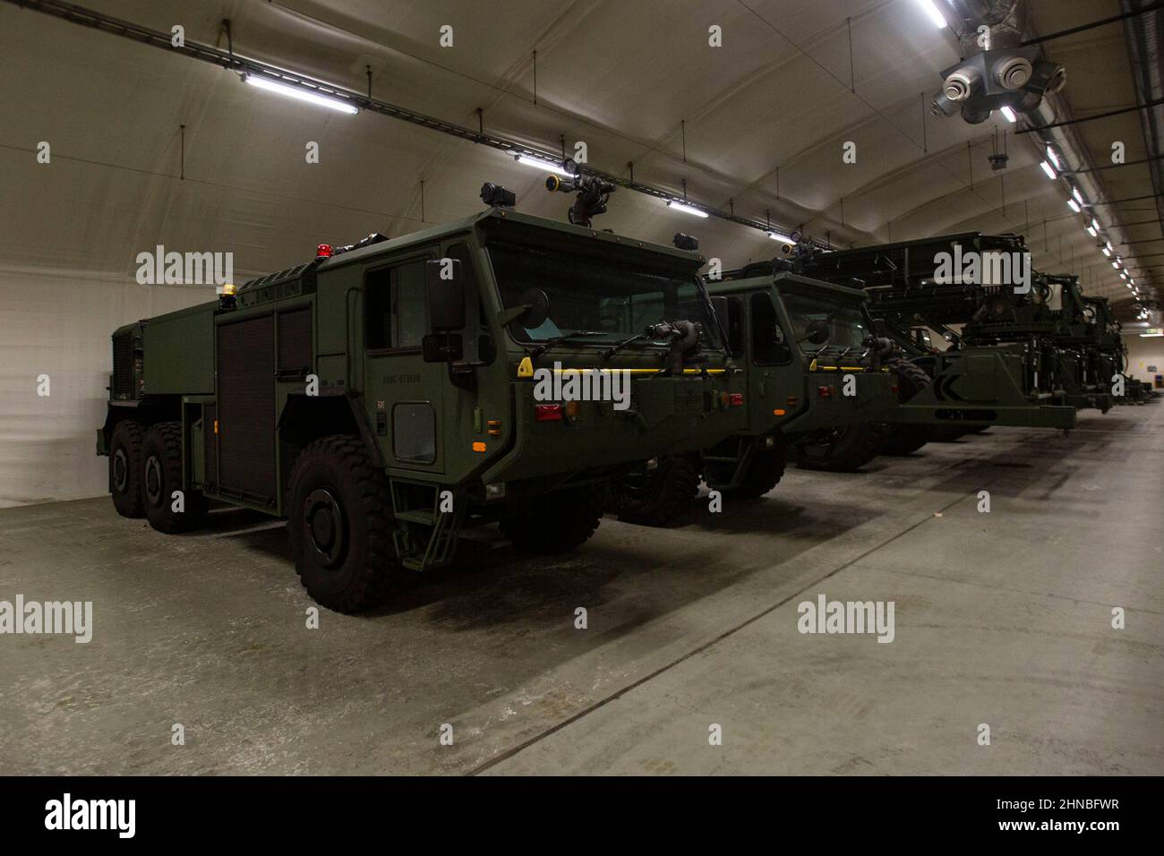 Part of the Marine Corps Prepositioning Program-Norway, vehicles are ...