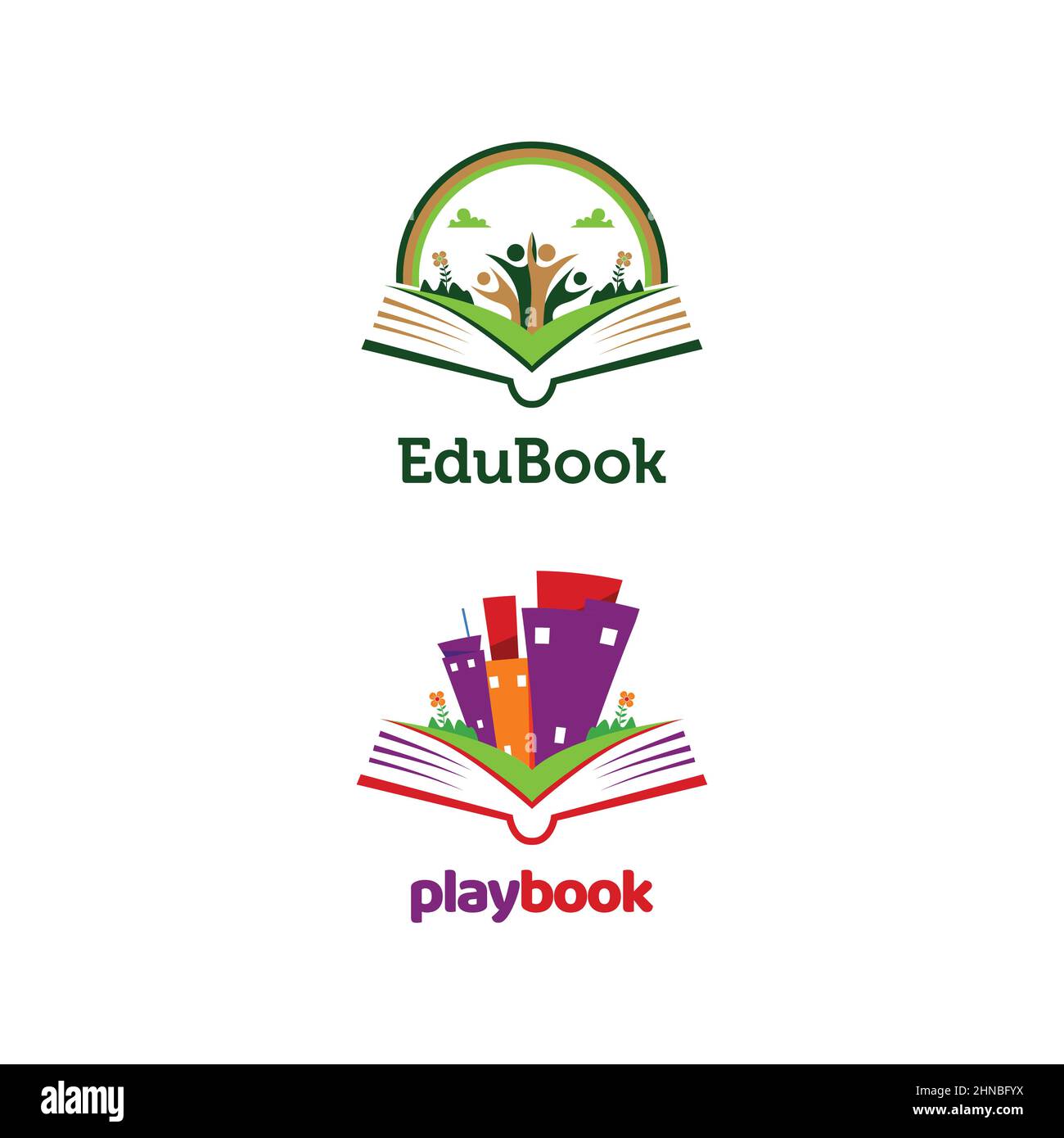 Playful Book Open Logo Design Template Stock Vector Image & Art - Alamy