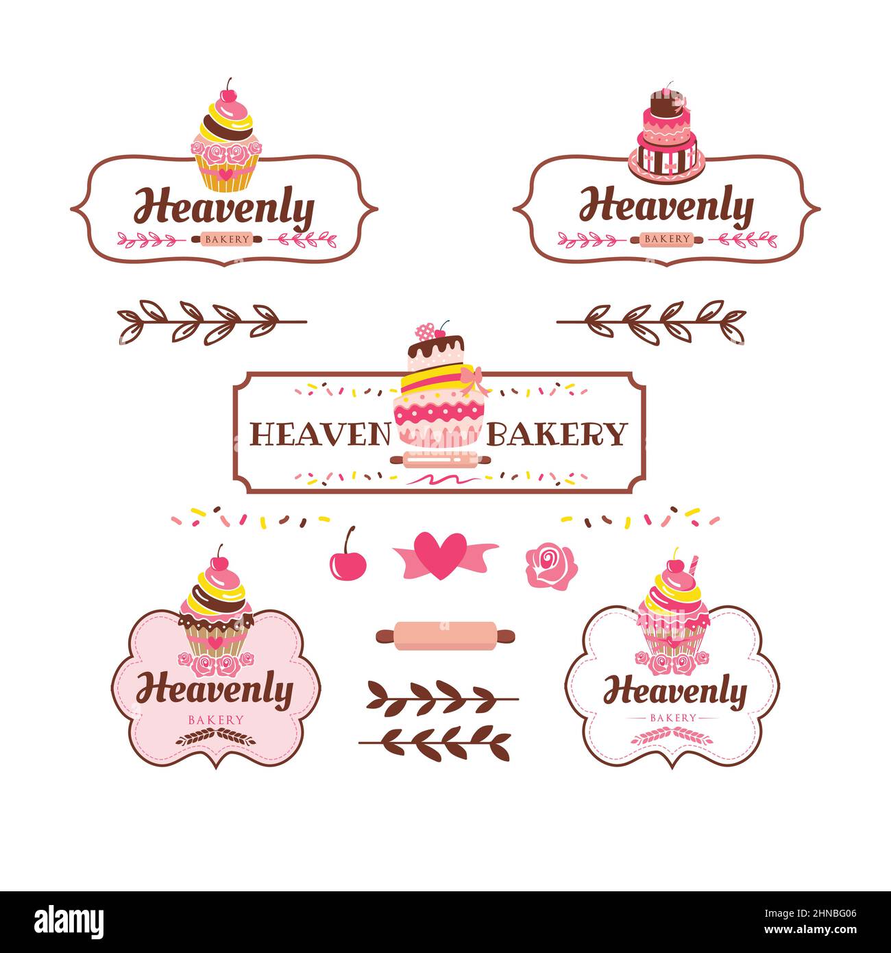 Cupcakes Bakery Shop Logo Design Collection Stock Vector Image & Art ...